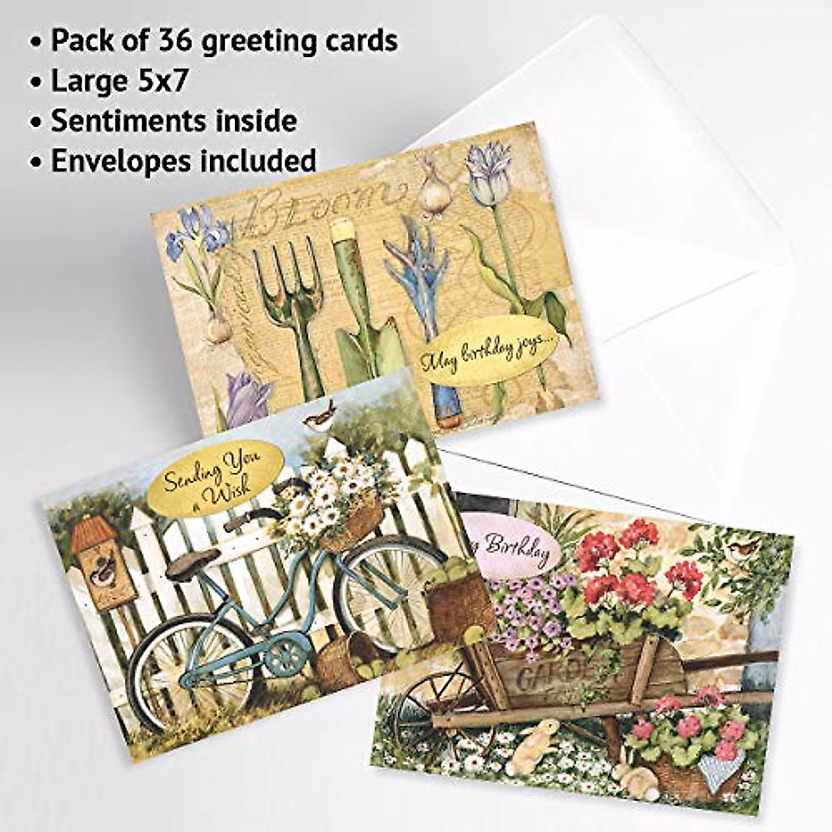 Susan Winget Birthday Greeting Cards Value Pack - Set of 20 (10 designs), Large 5" x 7", Happy Birthday Cards with Sentiments Inside, Envelopes Included