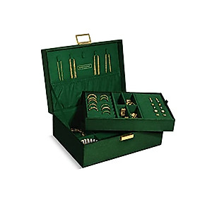 Benevolence LA Large Jewelry Storage Box, Velvet Jewelry Boxes for Women | Earring Organizer for Women, 2 Layer Jewelry Organizer Box for Necklaces, Bracelets, Rings - Emerald Green