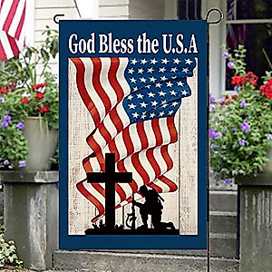 Baccessor God Bless America Patriotic Garden Flag Double Sided, Memorial Day 4th of July Independence Day American Star and Strip Yard Flag Outdoor Outside Holiday Decoration 12 x 18 Inch