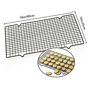NatureMan Set of 2 Baking Cooling Rack, 16" x 10"Nonstick Wire Baking Rack，for Cooking, Roasting, Grilling, Easy to Clean