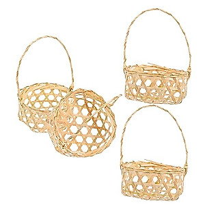 Abaodam 8 Pcs Portable Bamboo Basket Decorative Basket Kitchen Egg Basket Miniature Flower Basket Mini Picnic Basket Wicker Bread Tiny Fruit Basket Multifunction Multipurpose Basket