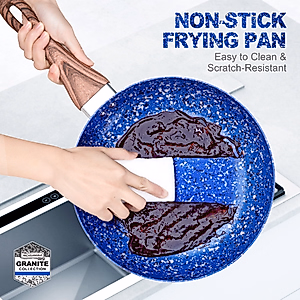 MICHELANGELO Small Nonstick Frying Pan, 8 Inch Frying Pan with Lid, Small Frying Pan with Stone-Derived Nonstick Interior, Stone Frying Pan 8 Inch, Egg Frying Pan