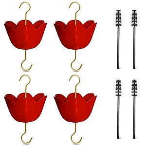 GESAIL Ant Moat for Hummingbird Feeders, Large Capacity Protect Nectar Metal Hooks Ant Guard 4 Brushes for Outdoor Patio Yard Hanging Feeders 4 Packs