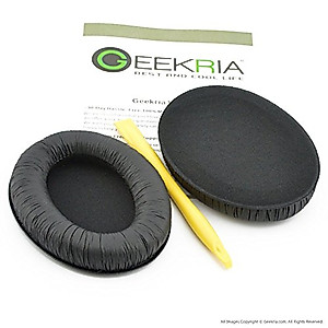 Geekria QuickFit Leatherette Replacement Ear Pads for Sennheiser HD180, HD201, HD449 Headphones Ear Cushions, Headset Earpads, Ear Cups Cover Repair Parts (Black)