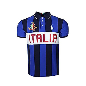 Ralph Lauren Polo Mens Custom Slim Fit Country Polo- Spring 2019 (Large, Italy Blue)