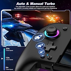 Spican Switch Controllers for Nintendo Switch/Switch OLED Controller, Switch Wireless Pro Controller One-Piece Joypad, Full-Size Ergonomic Handheld Mode Controller with Battery/Turbo/Programming
