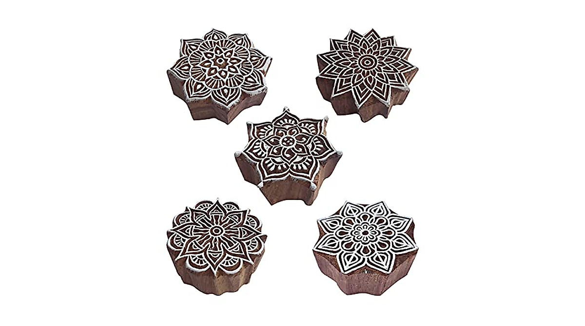 Royal Kraft Mandala Wooden Stamps - Set of 5 for DIY