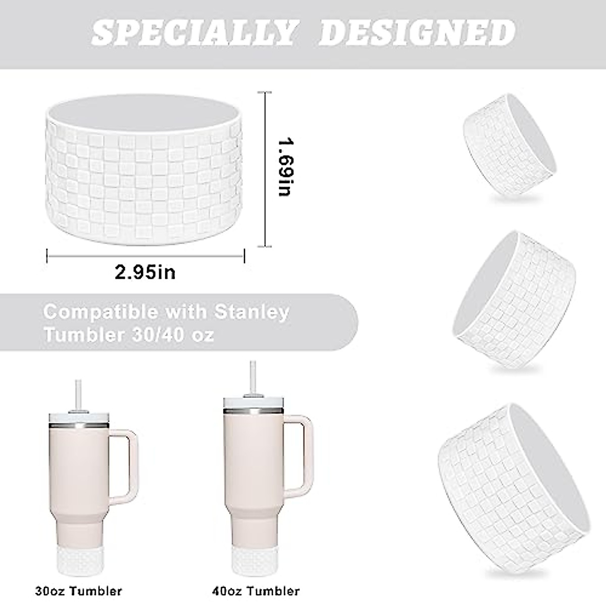 UBEEKOO Tumbler Cup Boot and Straw Covers Cap, Compatible with Stanley Tumbler 30/40oz, Including 1 Protective Silicone Boot and 1 Straw Toppers,Brown Bear 10mm