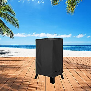 Nicunom Square Electric Smoker Cover, 600D Heavy Duty Waterproof Grill Cover, Dust UV and Fade Resistant Fabric, Durable and Convenient with Handles and Straps, 28" x 22" x 39", Black