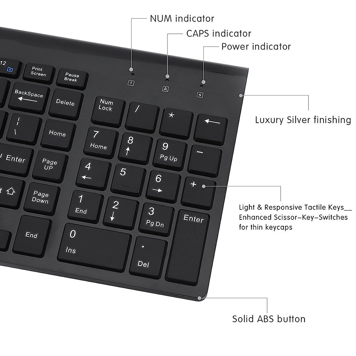 Fonicer Wireless Keyboard and Mouse Combo with USB C & USB A Receiver-Full Size Type c Keyboard and Mouse Compatible