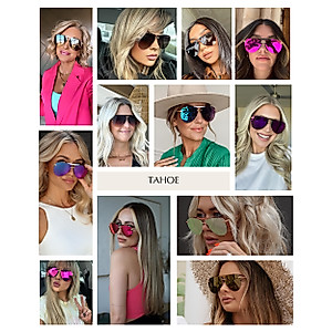 DIFF Tahoe Oversized Aviator Sunglasses for Women UV400 Protection, Pink Rush Metallic + Pink Rush Mirror