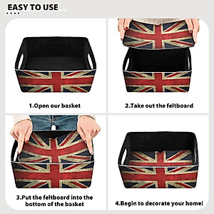 Shelf Basket Storage Toy Baskets Lovely British Flag Union Jack Foldable Storage Box for Cosmetic Organizing Decorative Baskets for Shelves,Office,Table,Home