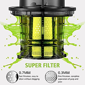 Slow Masticating Juicer, AAOBOSI 80MM Large Feed Chute Cold Press Juicer Machine w/ 2 Filler Openings, Reverse Function & Quiet Motor for High Nutrient Fruits Vegetables (Gray)