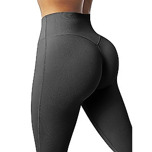 SUUKSESS Women Ribbed Seamless Tummy Control Flare Leggings Bootcut High Waist Workout Yoga Pants 29'' (Black,M)