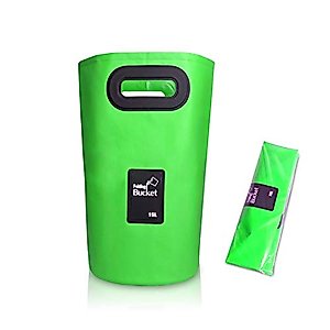 AINAAN Portable Folding Bucket- Great for Camping Traveling Hiking Fishing Boating Gardening（Green）