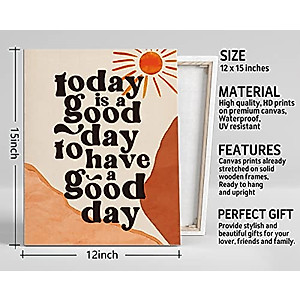 Today is A Good Day to Have A Good Day Canvas Wall Art, Boho Decor Inspirational Quote Canvas Prints Poster Wall Art, Canvas Wall Art for Home Decor, Motivational Quote Home Office Size 12x15