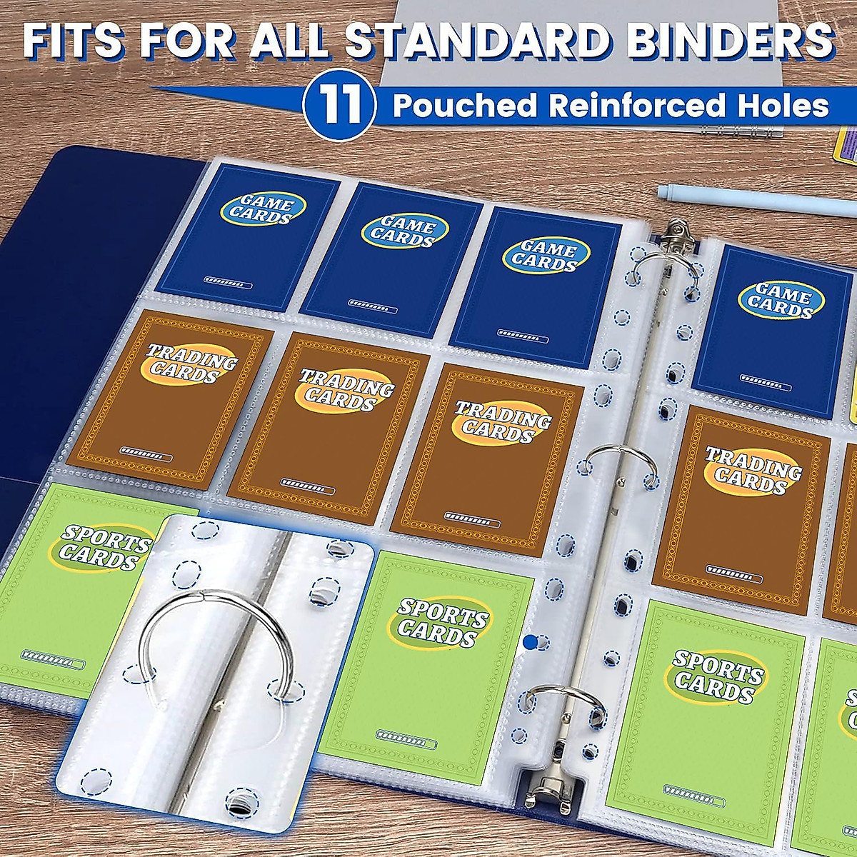 Fabmaker 36 Pack Trading Card Sleeve Pages, Holds 648 Cards, 9 Pocket Trading Card Storage, 11 Holes Card Sleeves Binder Sheets Fit 3 Ring Binder for MTG, Sport Card, Game Card, Business Cards, Coupon