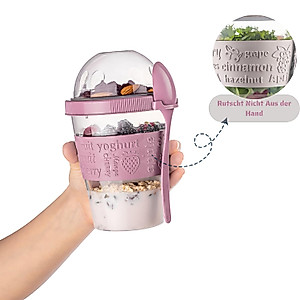 IDOBY Overnight Oats Containers With Lids & Spoon, Meal Prep Yogurt Containers, Parfait Cups With Lids, Large Capacity Crunch Cup, 20 Oz BPA Free Reusable Cups(Set Of 4)