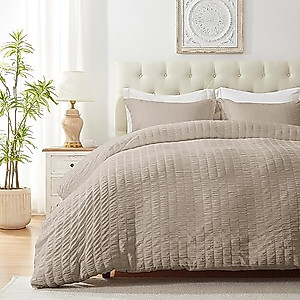 Cozyide Linen Twin Duvet Cover, 2 Pieces Bedding Duvet Covers, Soft Breathable Seersucker Duvet Cover Set with Zipper Closure and Corner Ties (1 Duvet Cover 68"x90" + 1 Pillow Sham 20"x26")