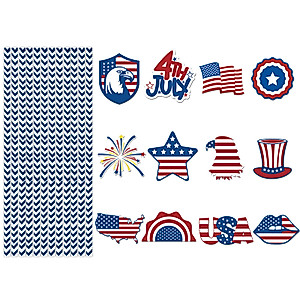 Babale 24pcs/set 4th of July Disposable Straws Patriotic Memorial Striped Paper Straw Decorations for Independence Day Party Favor Supplies