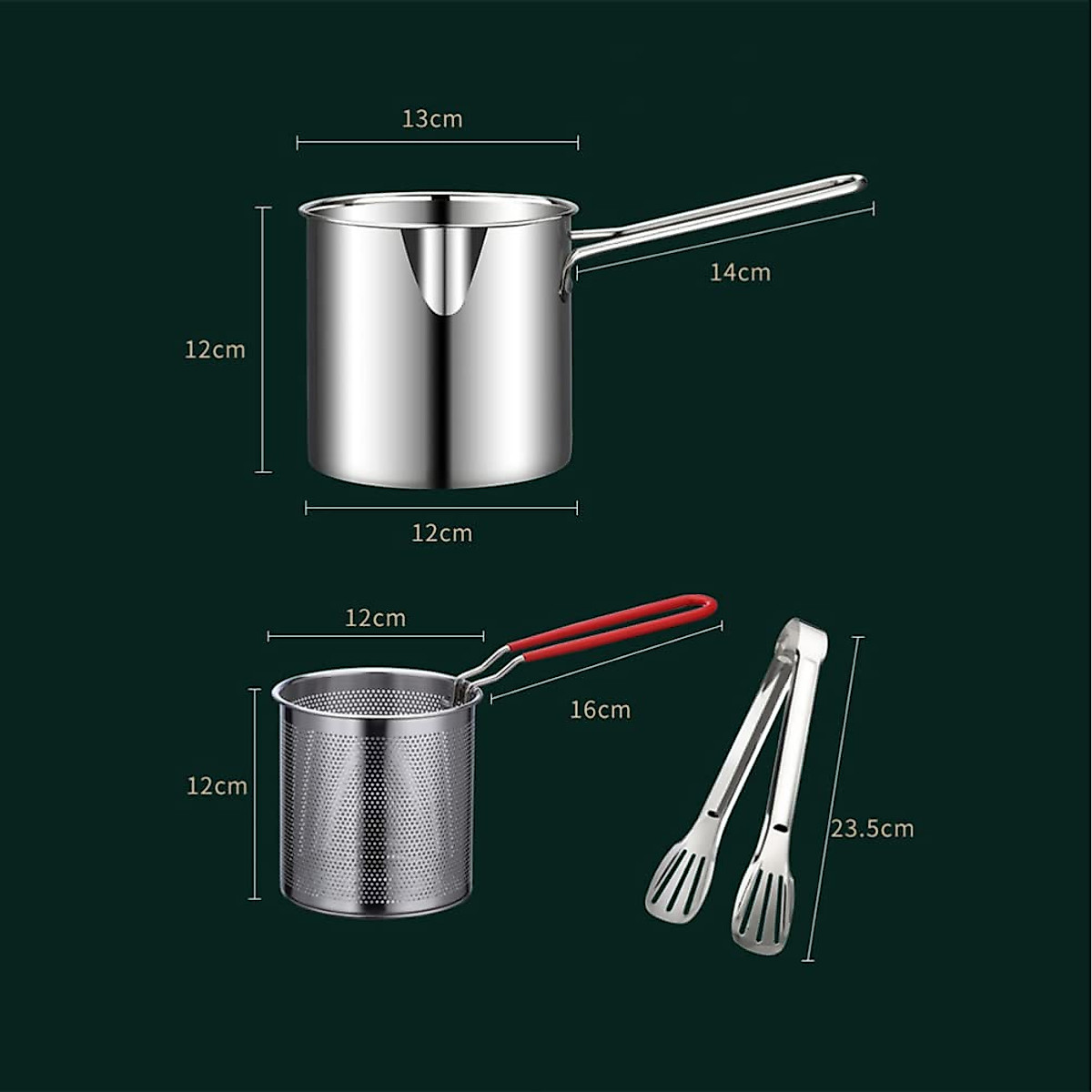 SHERCHPRY 1 Set of Stainless Steel Stock Fry Pot with Strainer Basket, Deep Fryers Frying Pot for Frying Fish Shrimp Chicken and Fries (with Clip)