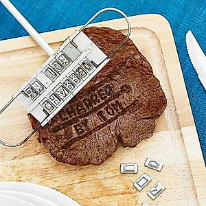 Anbt BBQ Branding Iron with Changeable Letters Perfect for Branding Steaks, Burgers, Chicken, Meat with Your Name Barbecue Steak Names Tool
