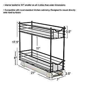 Household Essentials Glidez Multipurpose Steel Pull-Out/Slide-Out Storage Organizer with Plastic Liners for Under Cabinet Use - 2-Tier Design - Fits Standard Size Cabinet or Shelf, Black