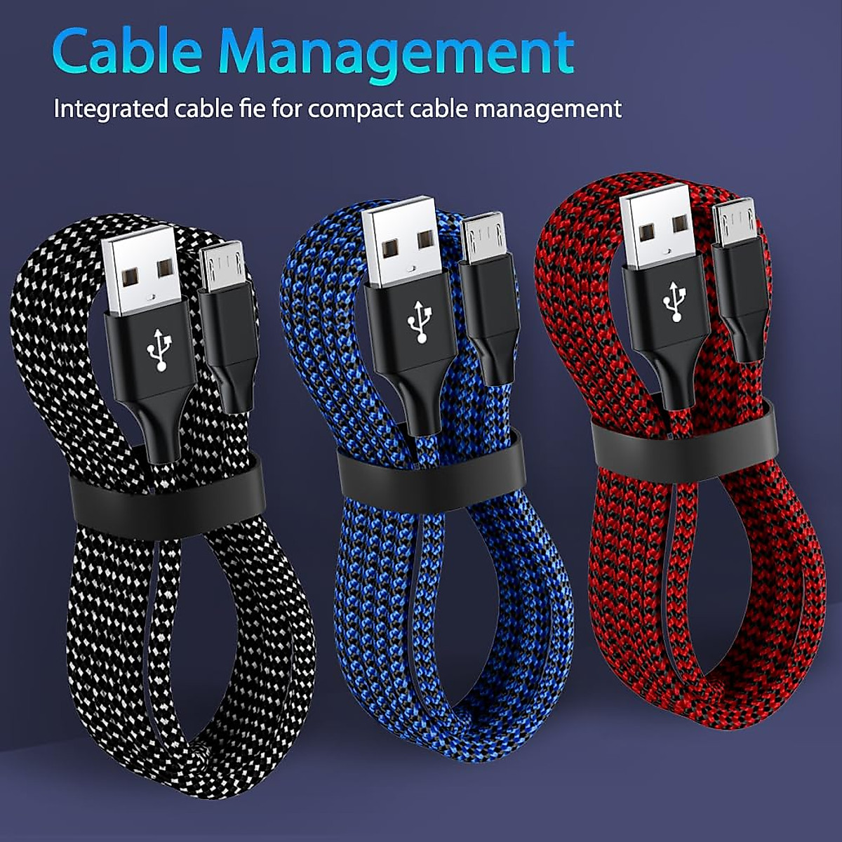 3-Pack 6FT Micro USB Cable Android Charger Cord,Long Braided Fast Micro-USB Charging Cable Compatible with Fire Tablet, Kindle,Samsung Galaxy S7 S6 J7 Tab A E 4,PS4 Xbox LG K40 K20 Moto E4 E5 E6 Phone