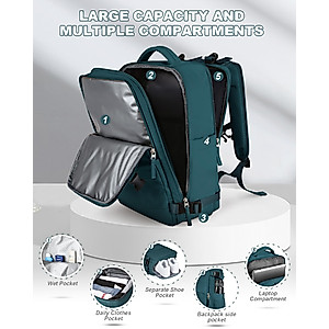 wepadre Women's Laptop Backpack, A-peacock Blue, 15.6in