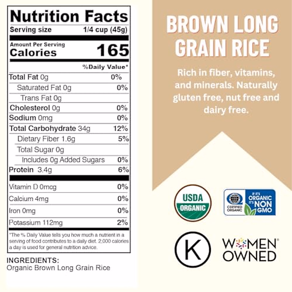 Mountain High Organics Certified Brown Long Grain Rice 6 Gallon/40 Lb Bucket