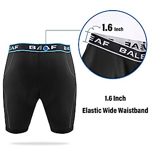 BALEAF Men's Bike Shorts with 4D Padding Cycling Underwear Padded Bicycle MTB Liner Mountain Biking Tights Road Riding Black M