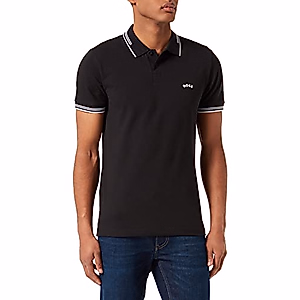 BOSS Men's Paul Curved Logo Polo Shirt, Black Coal, X-Large