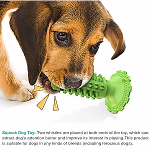 Zozostore Dog Toothbrush Squeaky Chew Toys – 2020 Upgraded Sonic Puppy Teeth Cleaning Stick - Natural Rubber Dental Care Toothbrush, with 2PCS Straw Cleaning Brush.