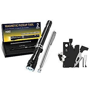 Magnetic Pickup Tools Bundle with Upgraded Credit Card Tool Multitool - 18 in 1 Multi-Tool Gadgets - Magnetic Pickup Tool Christmas Gifts - Stocking Stuffers for Men Women Him Dad Mens Gifts