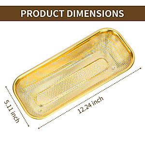 Snailhouse Silverware Organizer, 2 Pack Stainless Steel Utensil Cutlery Flatware Spoon Tray Organizer Holder Storage Box Case Divider for Kitchen Drawer, Gold