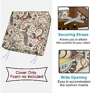 NettyPro Patio Furniture Cushion Covers Replacement Set 4 Water Repellent UV Resistant Outdoor Chair Seat Cushion Slipcover with Zipper and Tie, Replacement Cover Only, 22 x 20 x 4 Inch