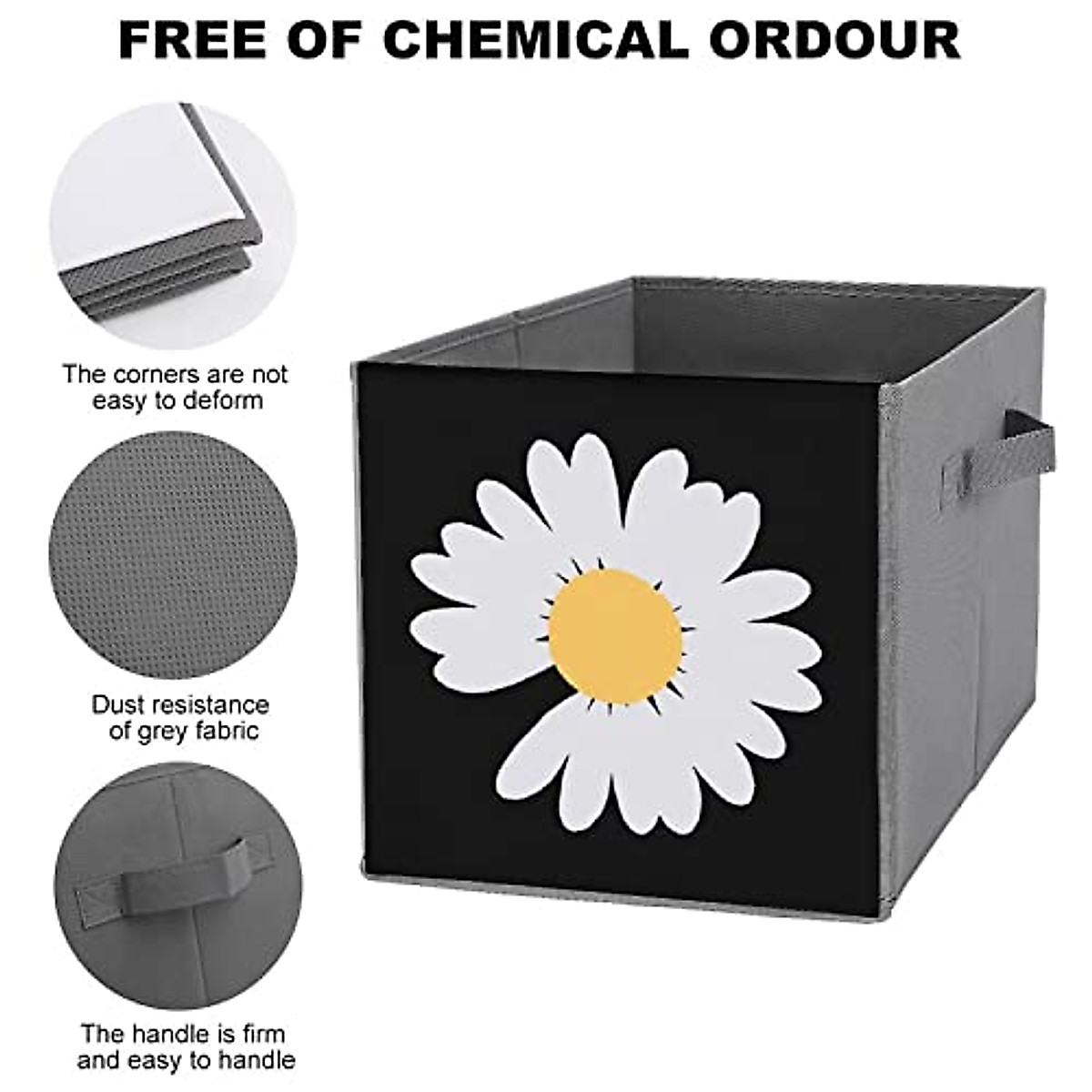 Daisies Flower Large Cubes Storage Bins Collapsible Canvas Storage Box Closet Organizers for Shelves