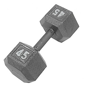 CAP 45 lb. Solid Gray Hex Exercise Dumbbell - Single