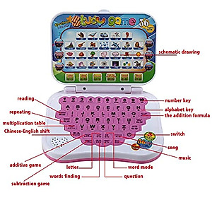 Laptop Touch, Toddler Toys Bilingual Educational Learning Computer, Laptop Toy with Screen for Kids, Toddlers,Educational Computer to Learn ABC, Numbers, Words