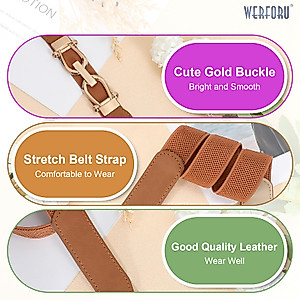 WERFORU Women Skinny Belt for Dresses Retro Stretch Ladies Waist Belt Plus Size Set of 4 (Fits Waist 22"-29, o-beige+black+white+brown)