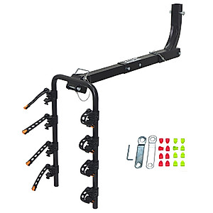 HongK- 4 Bike Rack Bicycle Carrier Hitch Mount w/ 2" Receiver for Car Truck SUV Transport [P/N:ET-TOOL045-A-BLACK]