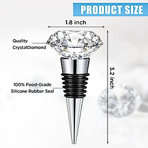 12 Pieces Wine Beverage Bottle Stopper Corks Reusable Diamond Plug Wine Corks for Wine Bottles Crystal Bottle Stopper for Wine Decorative Accessories with Individual Present Box