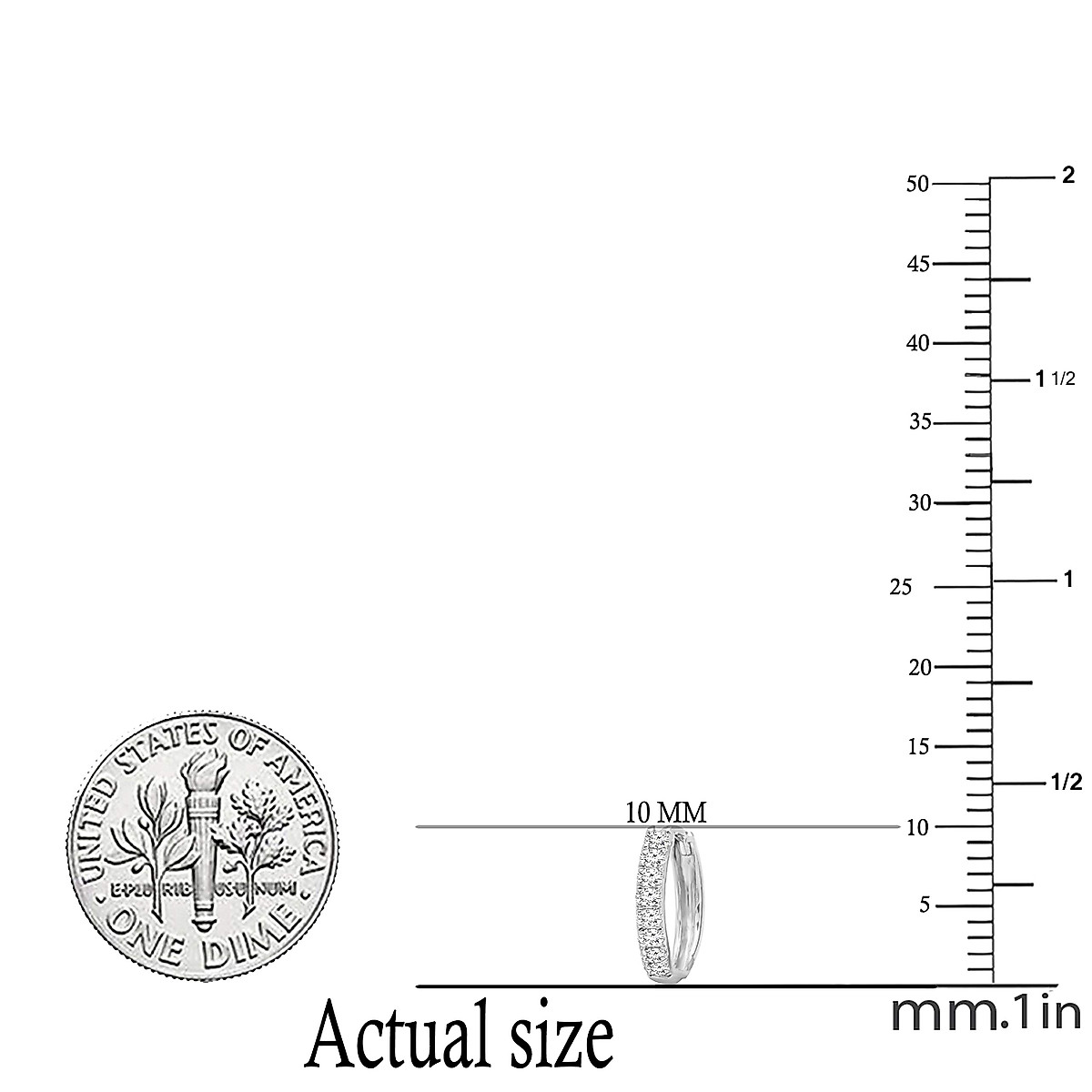 Dazzlingrock Collection 0.20 Carat (ctw) Round White Diamond Ladies Huggie Hoop Earrings 1/5 CT, 10K White Gold