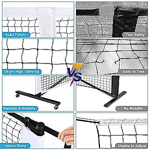 X-ACE Pickleball Net Set with Wheels for Home22FT Regulation Size Portable Pickleball Net for Driveway,Steady Matte Steel Frame (Net with Wheels)