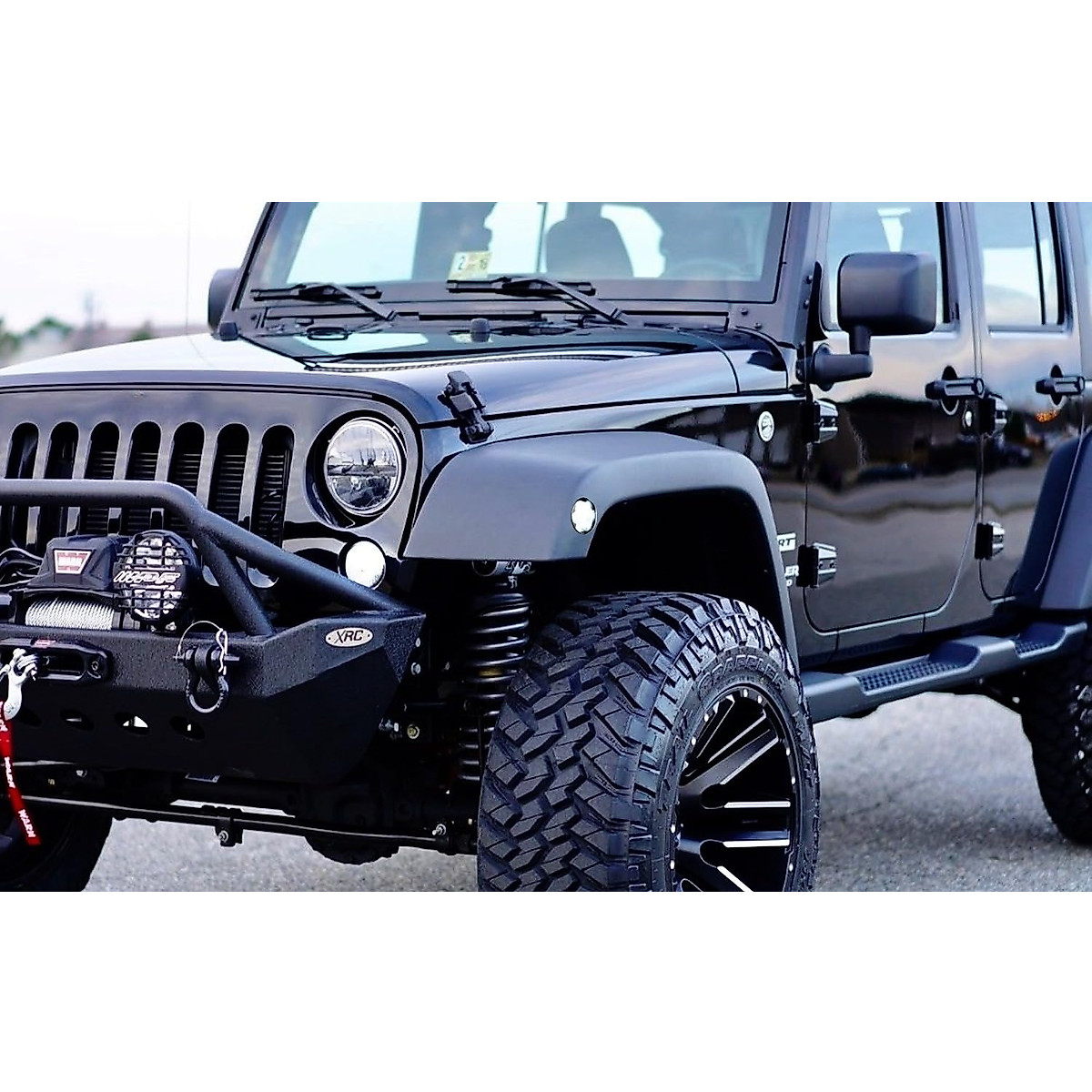 iJDMTOY Smoked Lens White Full LED Front Fender Flare Side Marker Light Kit Compatible With Jeep 2007-2017 Wrangler JK, Replace OEM Amber or Clear Sidemarker Lamps