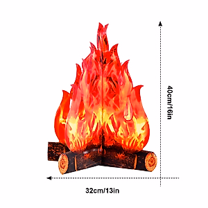 Boao 6 Sets Large Fake Fire 16" x 13" 3D Cardboard Campfire Big Fake Flame Artificial Paper Fire Torch Centerpiece for Camping Party Decorations Supplies (Dark Color)