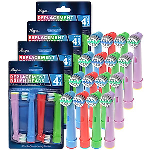 Replacement Toothbrush Heads for Oral B Braun Electric Base- 16 Pk of Kids Colorful Brush Heads Compatible With Oralb- Soft Bristles, Small Heads, Fits Pro 1000, Triumph, Clean, Action, X Cross + More