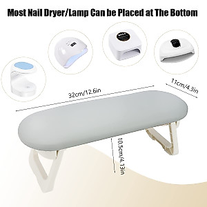 KKUYT Nail Arm Rest, Bigger Arm Rest for Nails, Microfiber Leather Nail Hand Rest Stand with Mat, Foldable Professional Manicure Nail Hand Pillow Cushion for Salon and Home Nail Art Use