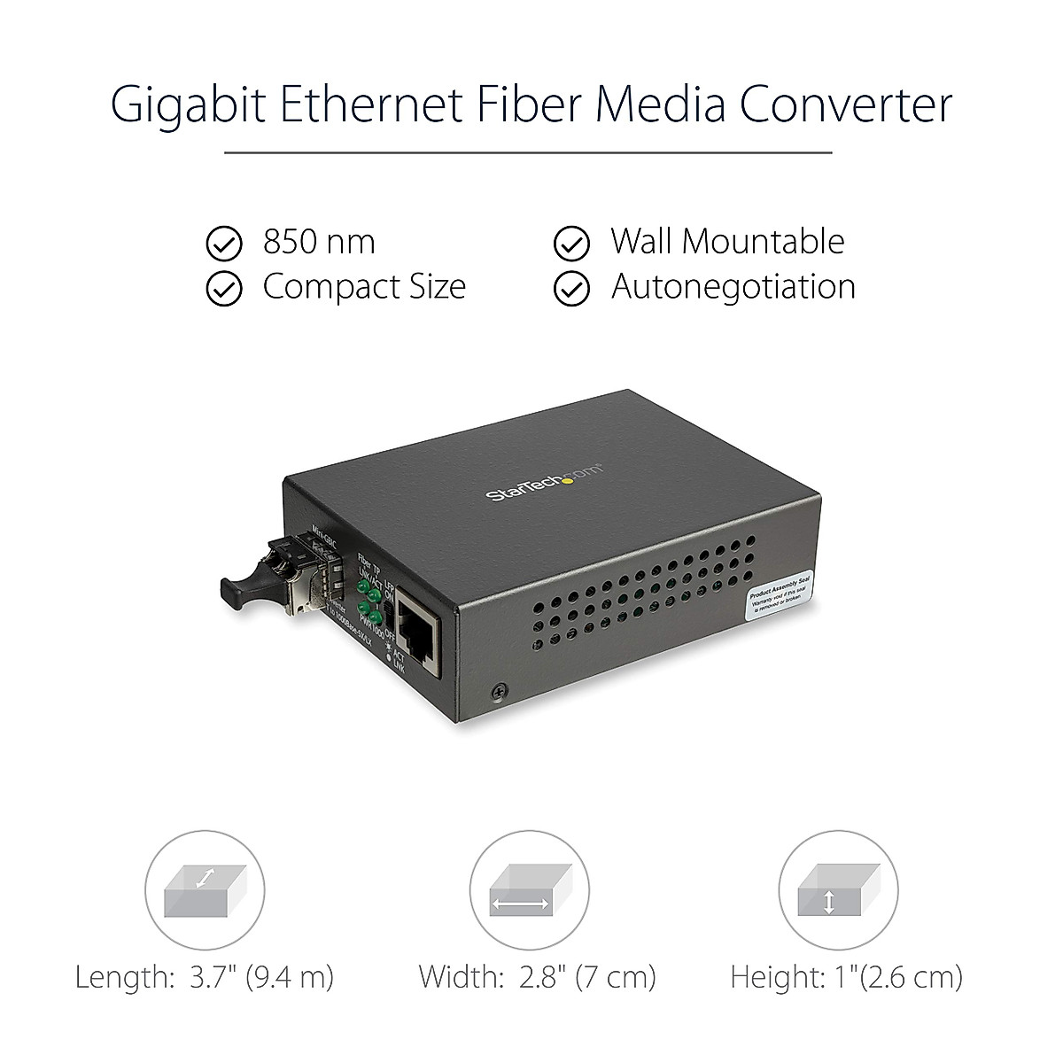 StarTech.com Multimode (MM) LC Fiber Media Converter for 10/100/1000 Network - 550m - Gigabit Ethernet - 850nm - with SFP Transceiver, TAA (MCM1110MMLC)