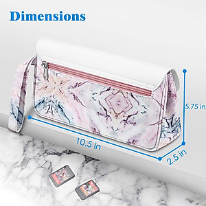 Fintie Carrying Case for Nintendo Switch OLED Model 7.0"/Switch 6.2" - Portable Travel Bag Protective Sleeve Pouch with Game Card Slots & Large Pocket for Switch and Accessories, Marble Pink
